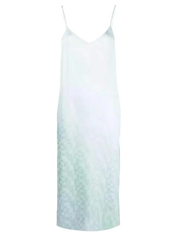 Palm Angels Monogram-print Slip Dress - Blue