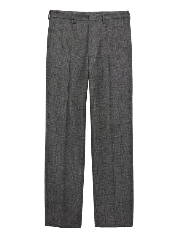 Prada Houndstooth Wool Trousers - Grey