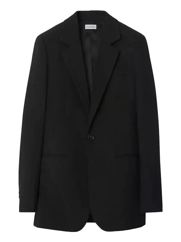 Burberry Checked Wool Blazer - Black