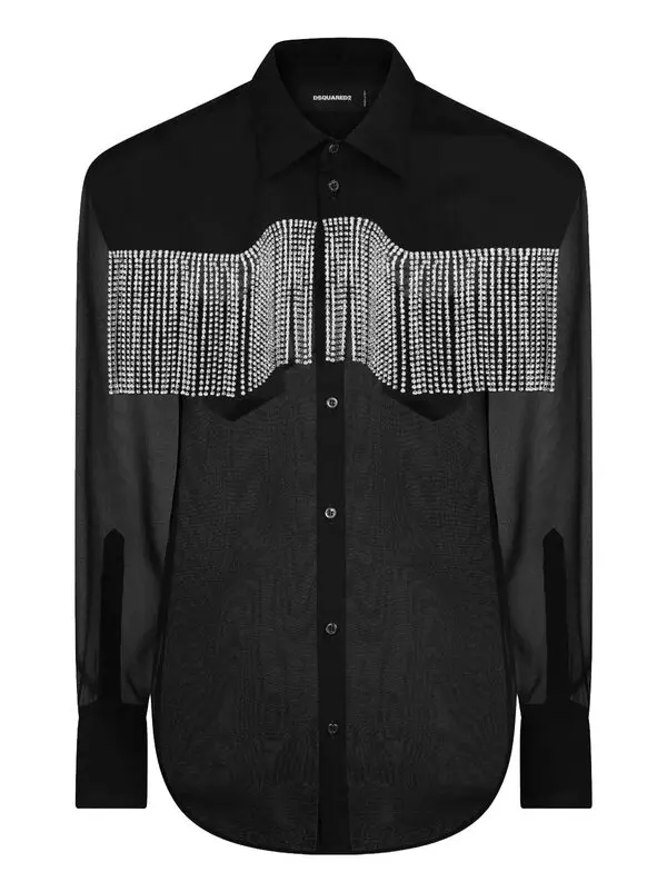 Dsquared2 Fringed Panelled Shirt - Black