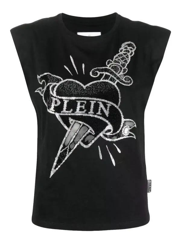 Philipp Plein Crystal-embellished Logo Tank Top - Black