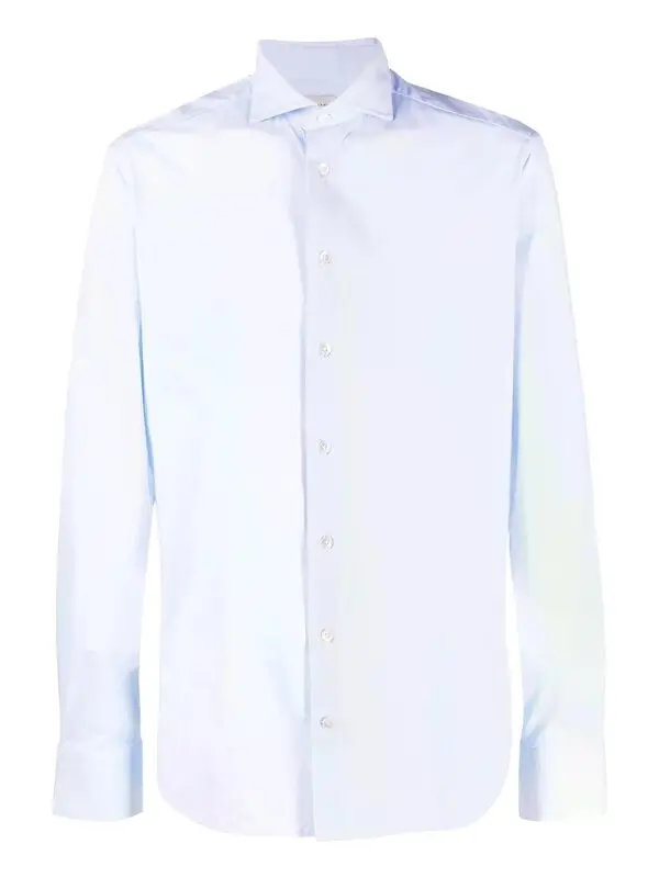 TRAIANO MILANO Longsleeved Pointed-collar Shirt - Blue