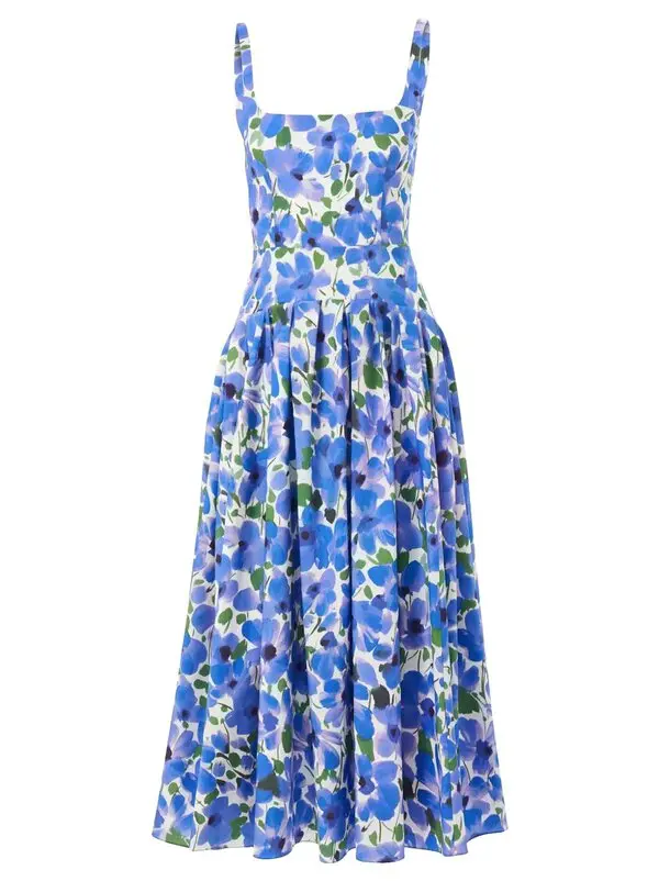 Carolina Herrera Floral-print Midi Dress - Blue