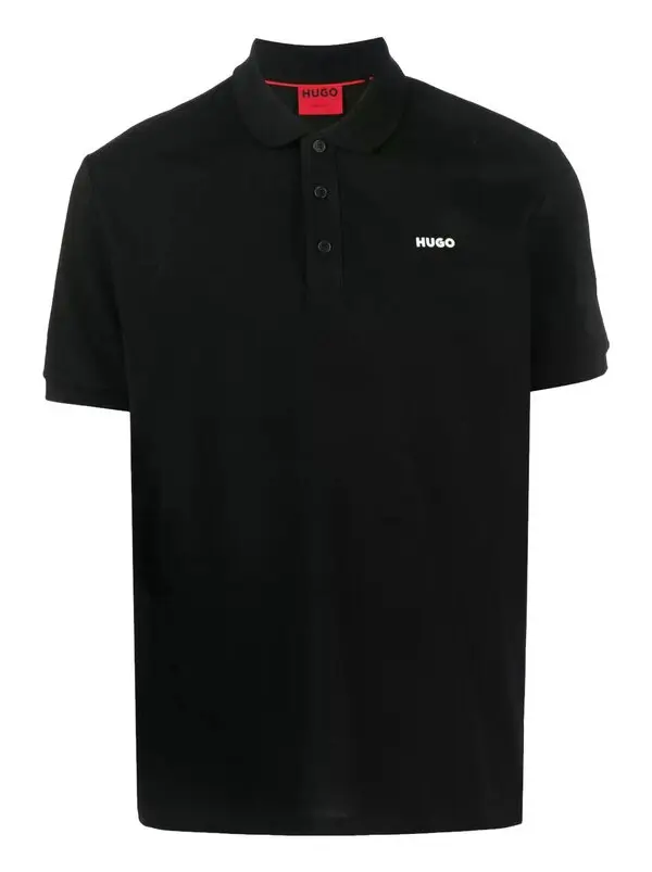 Hugo Logo-detail Polo Shirt - Black