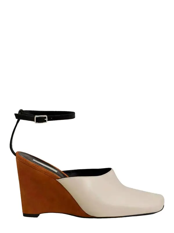 AMI Paris 85mm Wedge Mules - Neutrals