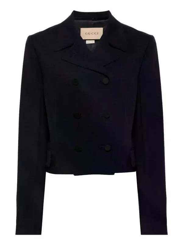 Gucci Double-breasted Cropped Jacket - Blue