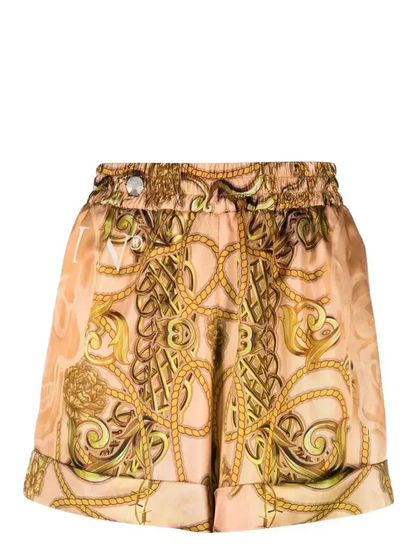 Philipp Plein Baroque Print Silk Blend Shorts - Neutrals