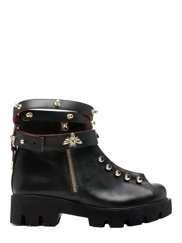 HARDOT 45mm Stud-embellished Leather Boots - Black