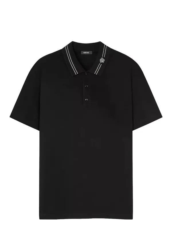 Versace Medusa-embroidered Polo Shirt - Black
