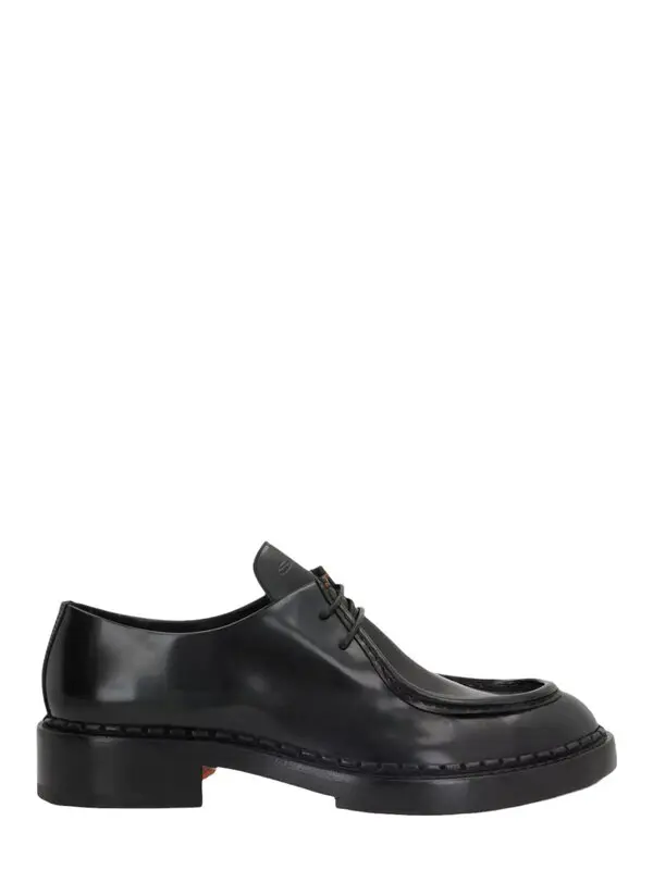 Santoni X 10 Corso Como Leather Derby Shoes - Black