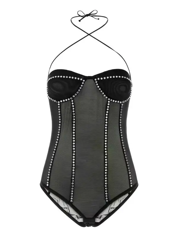 Oseree Gem-embellished Bodysuit - Black