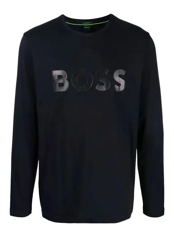 BOSS Logo-print Long-sleeve T-shirt - Blue