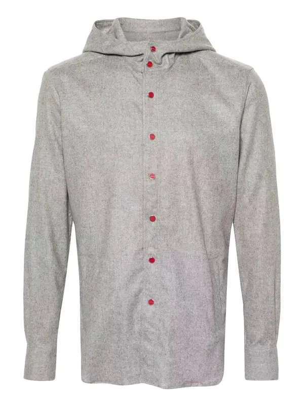 Kiton Mariano Flannel Hooded Shirt - Grey