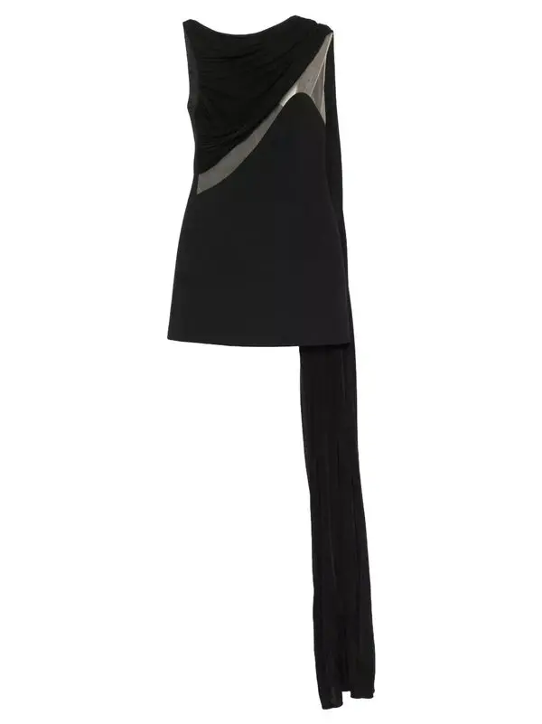 David Koma Tulle-insert Draped Mini Dress - Black