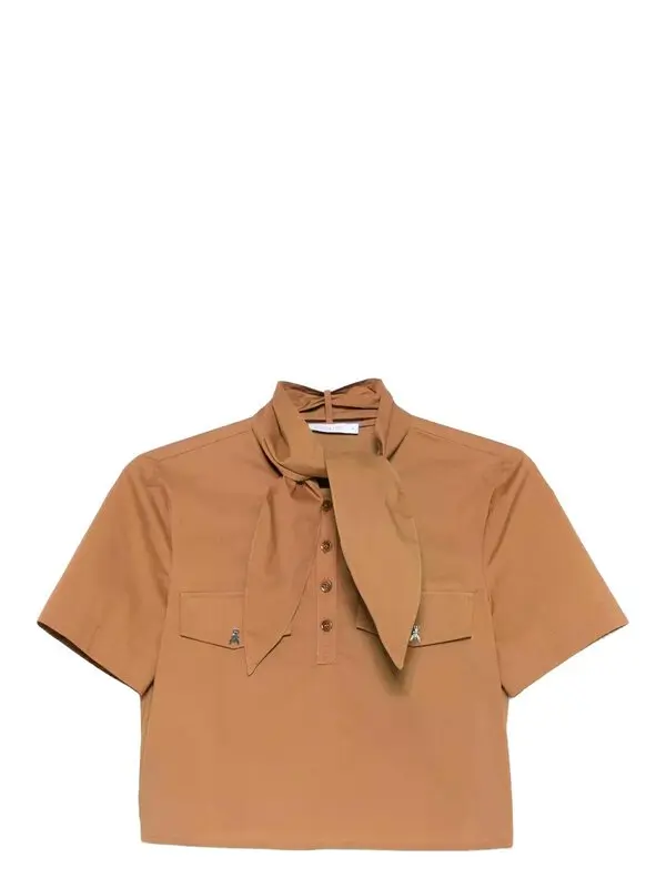 Patrizia Pepe Scarf-detail Poplin Shirt - Brown