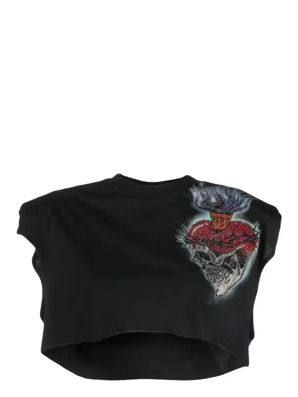 Philipp Plein Love Tattoo Cropped T-shirt - Black