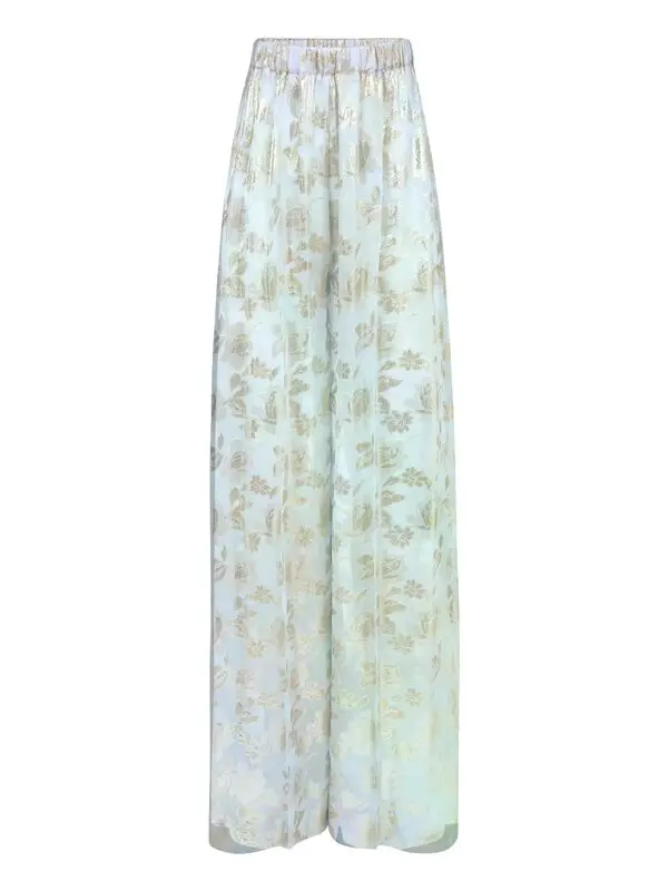 Nina Ricci Floral-jacquard Palazzo Pants - Blue