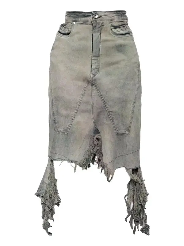 Rick Owens Distressed Denim Skirt - Blue