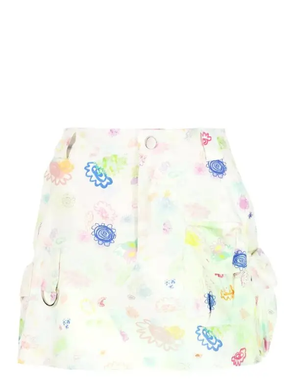 Collina Strada Floral-print Cotton Miniskirt - Multicolour