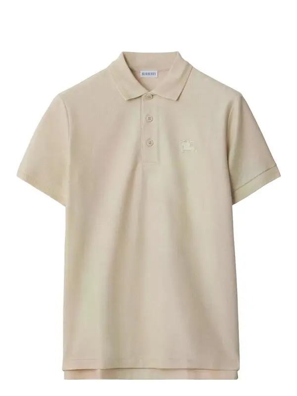 Burberry Sand Beige Polo Shirt With Equestrian Knight Motif - Neutrals