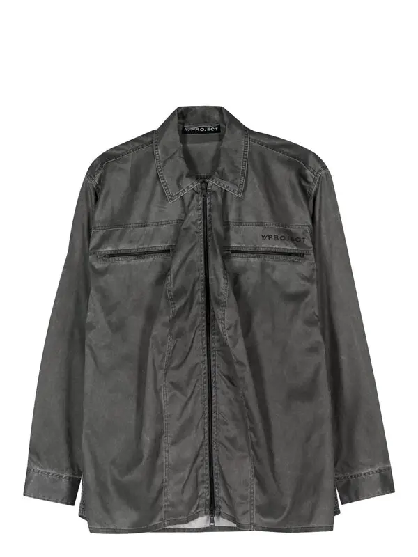 Y/project Logo-print Zip-up Overshirt - Black