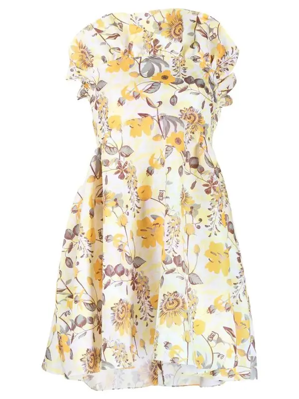 KIKA VARGAS Emily Floral-print Strapless Dress - Yellow