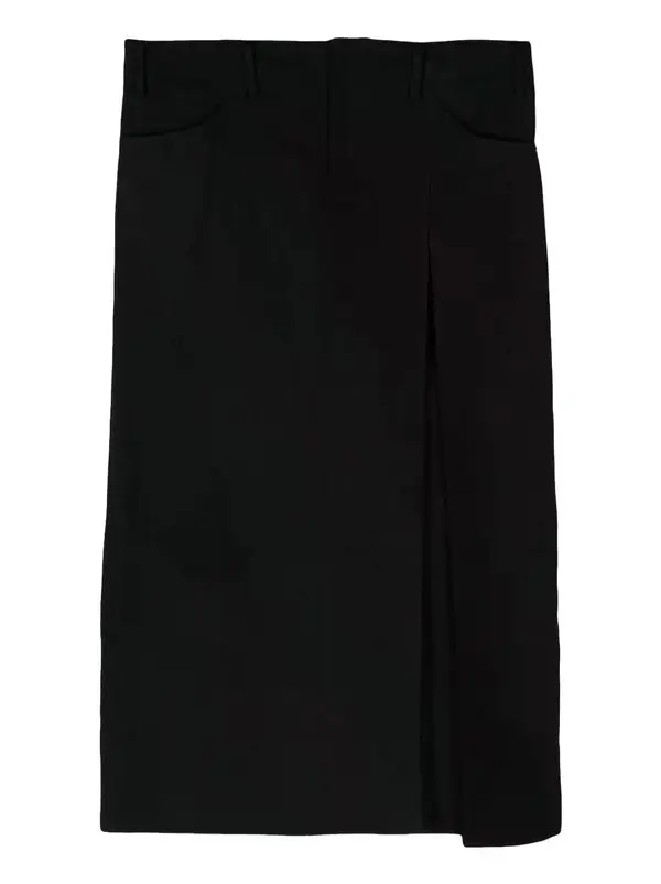 Yohji Yamamoto Side-slit Denim Maxi Skirt - Black