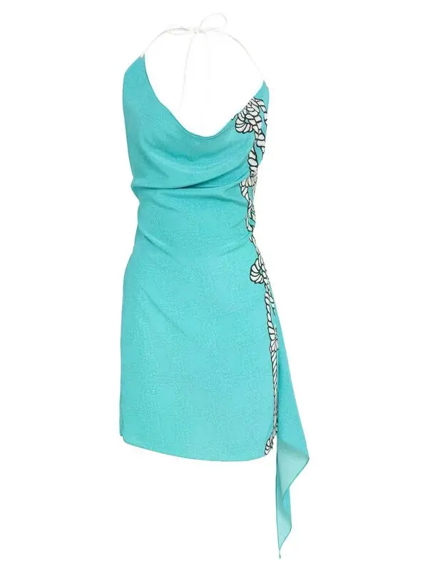 AMIR SLAMA Graphic Print Halterneck Dress - Blue