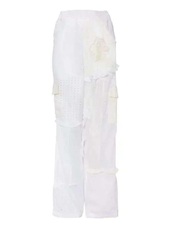 CAVIA Panelled Broderie-anglaise Cargo Trousers - Neutrals