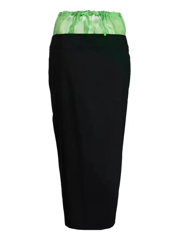 A.W.A.K.E. Mode Two-tone Drawstring Midi Skirt - Black
