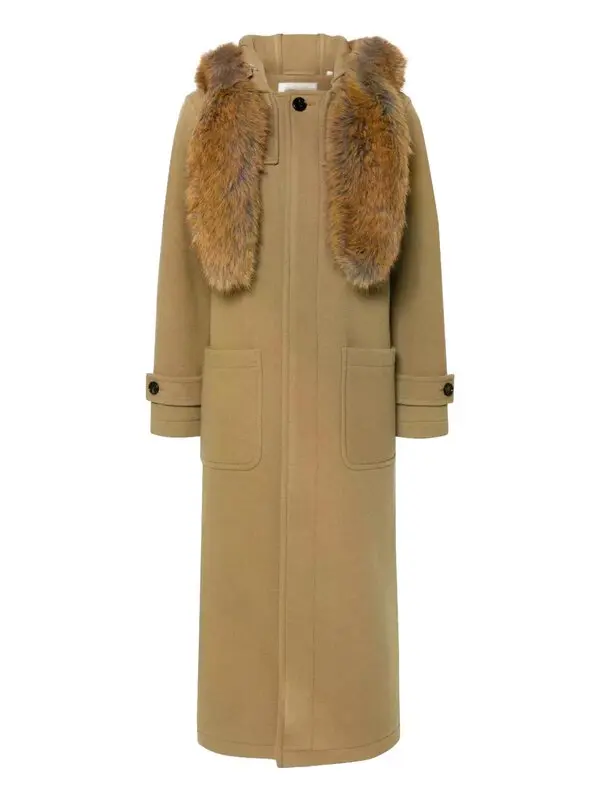 Burberry Faux-fur Trim Wool Coat - Brown