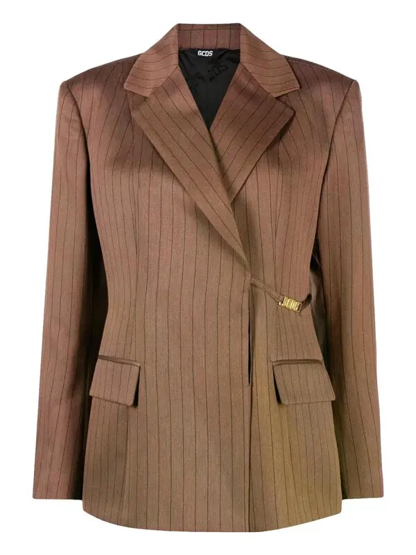Gcds Pinstripe Notched-lapel Blazer - Brown