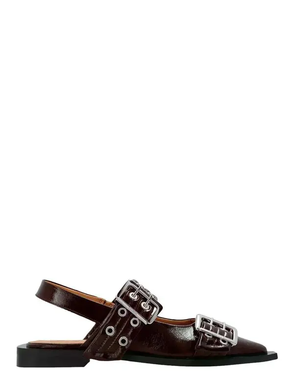 GANNI Buckle Ballerina Shoes - Red