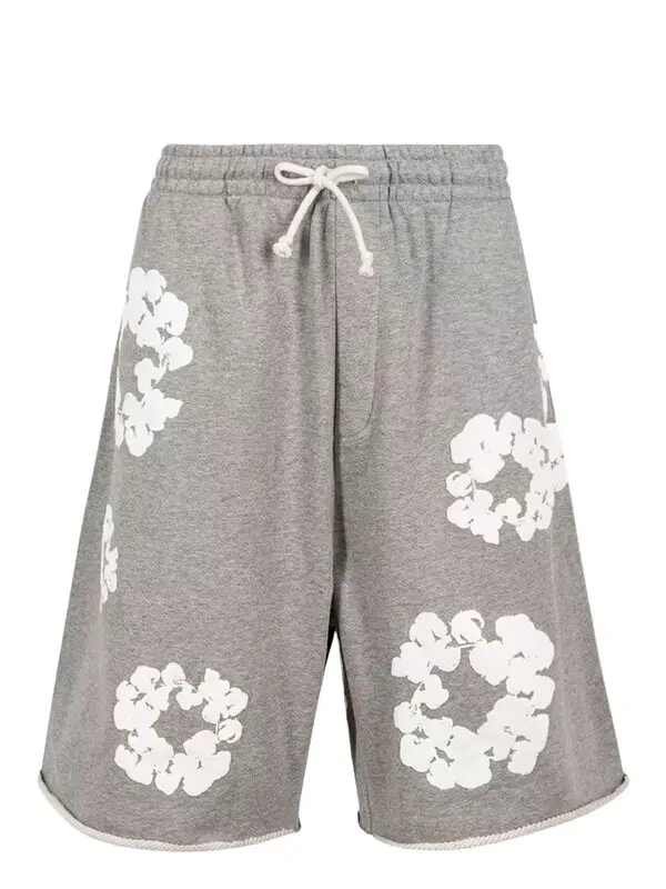 DENIM TEARS Drawstring Cotton Track Shorts - Grey