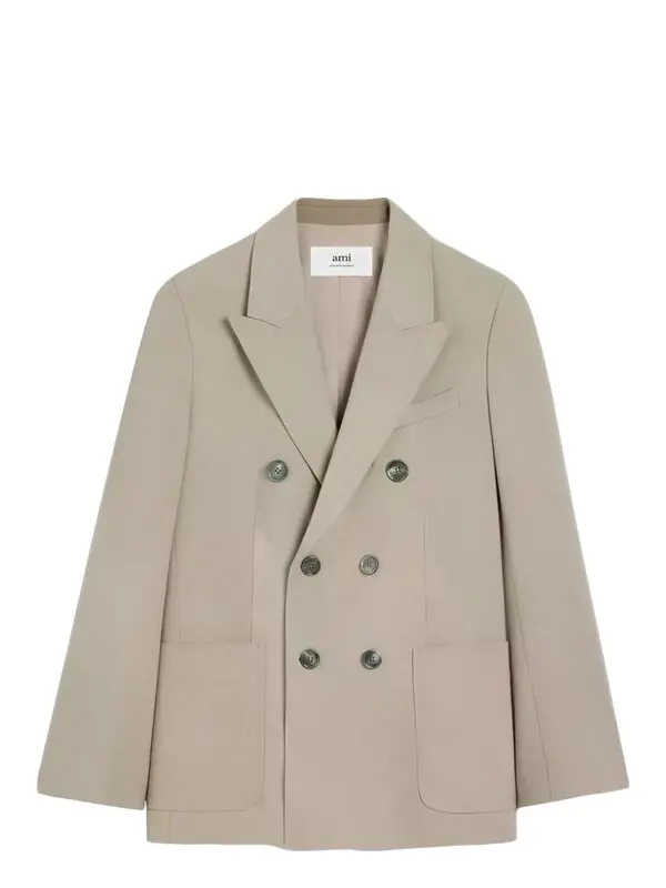 AMI Paris Double-breasted Peak-lapel Blazer - Neutrals