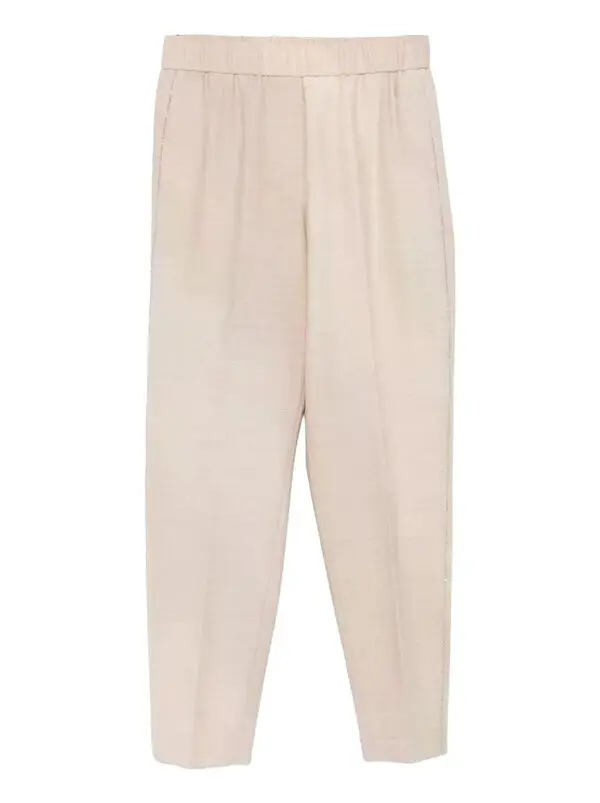 Peserico Tapered Virgin Wool Blend Trousers With Monili Chain Detail - Neutrals