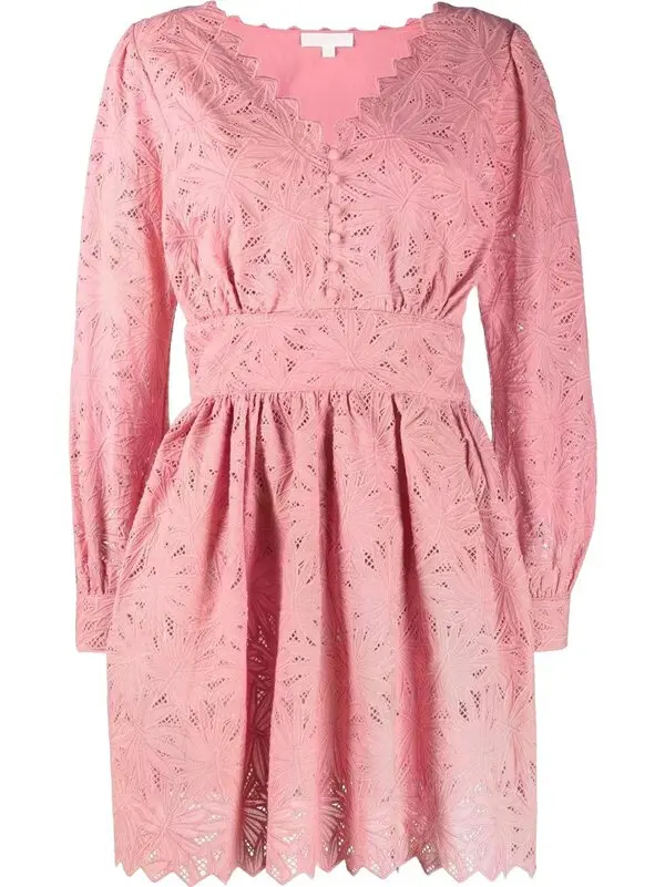 Michael Kors Scalloped-hem Embroidered Dress - Pink