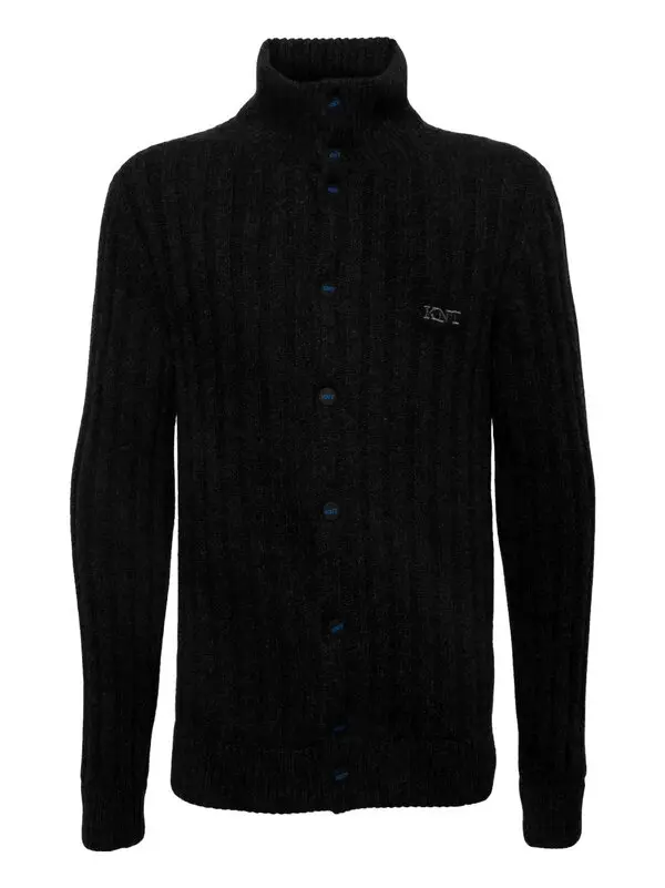 Kiton Logo-embroidered Wool Cardigan - Grey