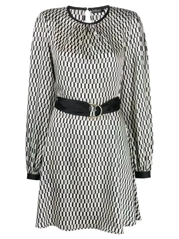 Liu Jo Graphic-print Belted Dress - Neutrals
