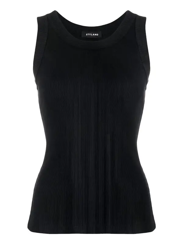 STYLAND Ribbed Knit Tank Top - Black