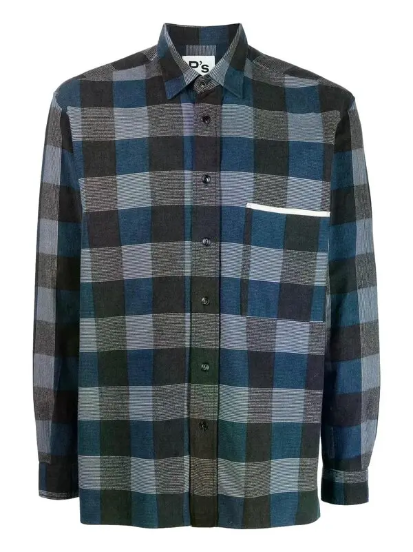 President's Check-print Cotton Shirt - Blue