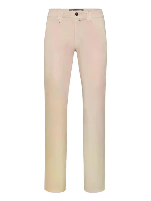 BILLIONAIRE Logo-embroidered Denim Chino Trousers - Neutrals