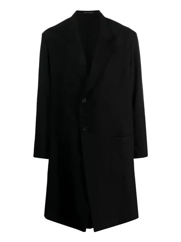 Yohji Yamamoto Single-breasted Wool Coat - Black