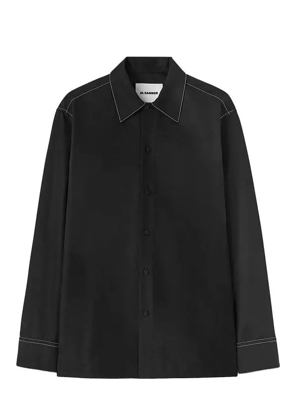 JIL SANDER Long-sleeve Contrast-stitching Shirt - Black