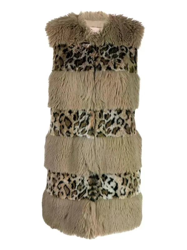 TWINSET Animal-print Faux-fur Gilet - Neutrals