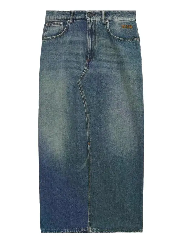 MSGM Denim Midi Skirt - Blue