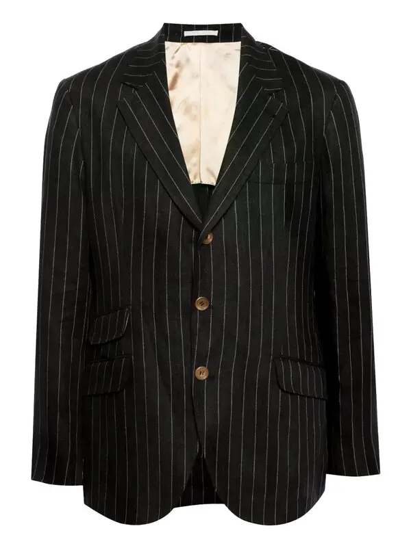 Brunello Cucinelli Pinstripe Virgin Wool Blazer - Grey