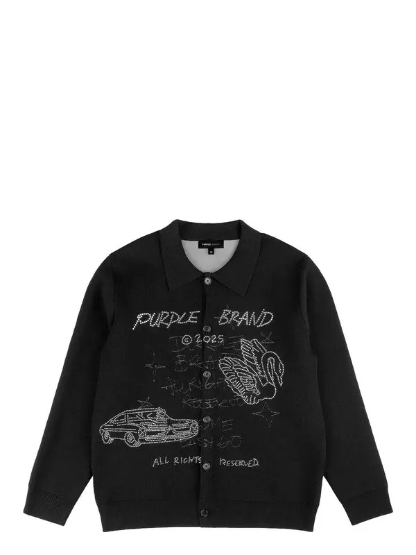 PURPLE BRAND Scratch Cardigan - Black