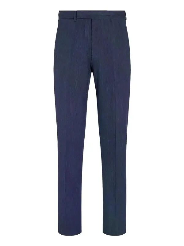 Zegna High-waist Slim-fit Pinstripe Trousers - Blue