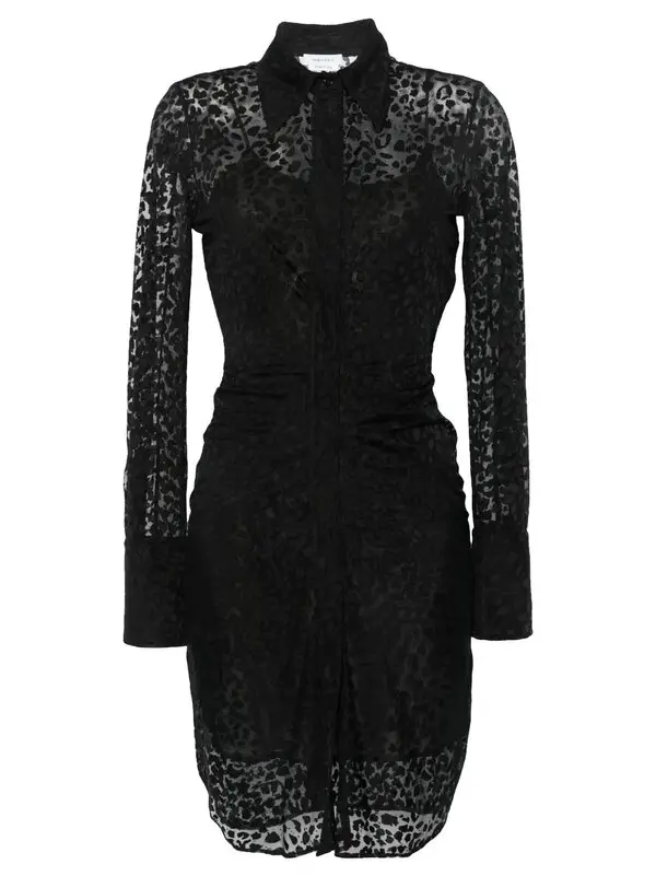 Alexander McQueen Leopard Devoré Mini Dress - Black